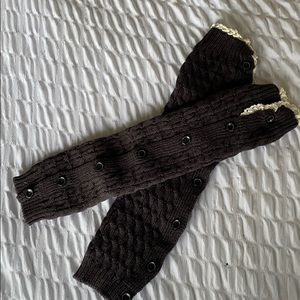 Accessories | Knitted Dark Brown And Lace Leg Cuffs | Poshmark